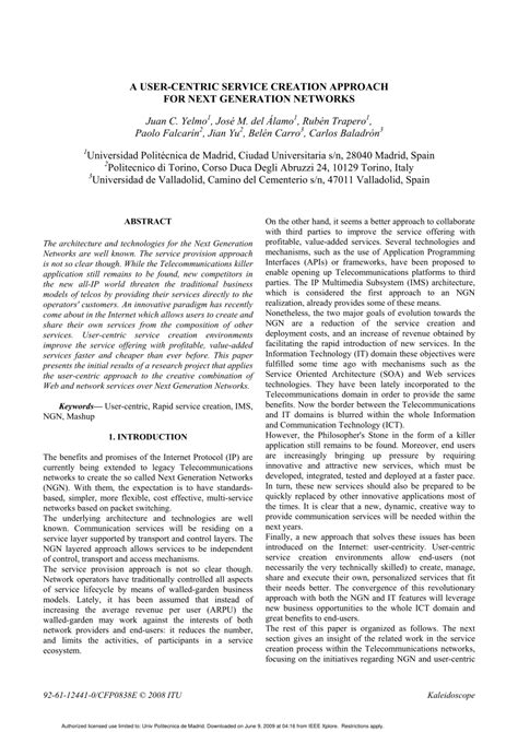 pdf a user centric service creation approach for next generation networks