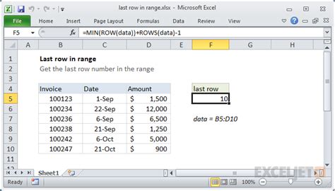 Last Row Number In Range Excel Formula Exceljet