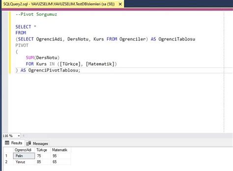 SQL Serverda PIVOT ve UNPIVOT Kullanımı SQL Server Eğitimleri