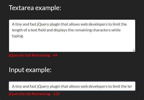 limit characters in text fields jquery maxlength free jquery plugins