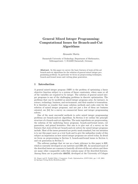 pdf general mixed integer programming computational issues for branch and cut algorithms