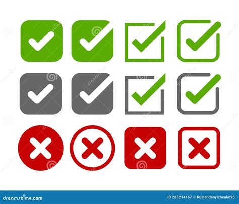 Incorrect Or Rejected Cross A Red Check Mark And Correct Or Approved