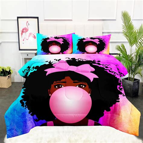 African American Black Girl Comforter Sets Twin Black Girl Magic Bedding Set Black