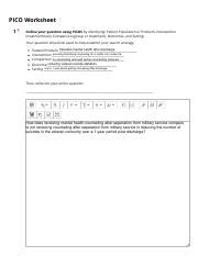 PICO Worksheet pdf PICO Worksheet 1 Deﬁne your question using PICOS