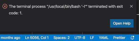 Alert The Terminal Process Bash Terminated With Exit Code X Issue