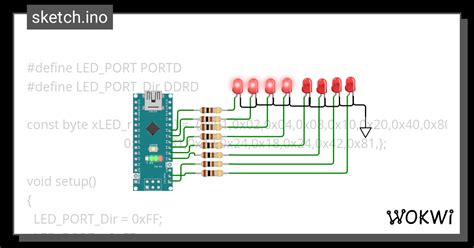 Nano 8LED FreeRunning Wokwi ESP32 STM32 Arduino Simulator