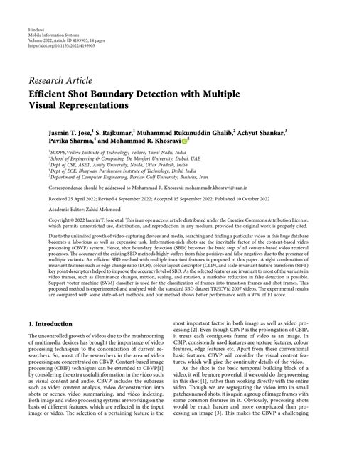 pdf efficient shot boundary detection with multiple visual representations