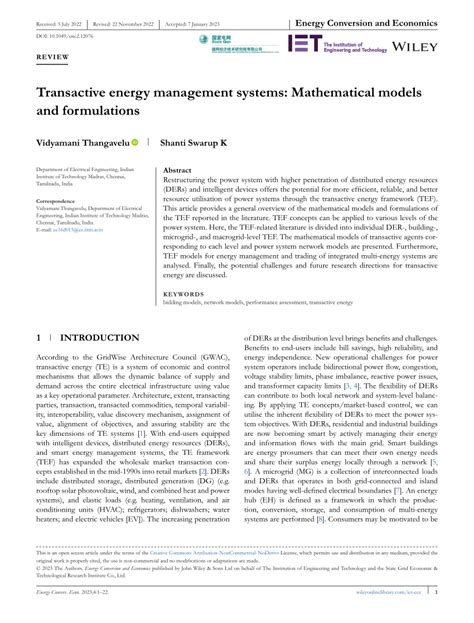 pdf transactive energy management systems mathematical models and formulations