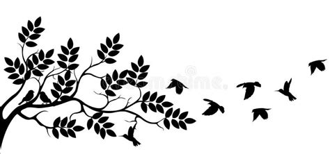 Birds Flying From Tree Silhouette