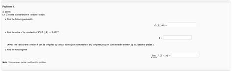 solved problem 3 3 points let z be the standard normal