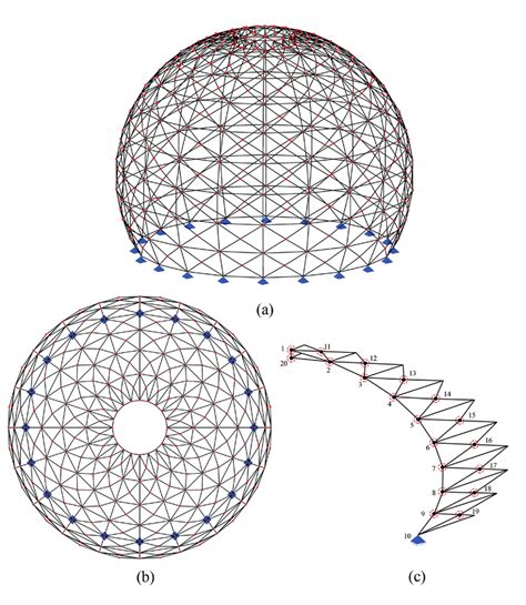 schematic of the 1180 bar single layer dome a perspective view b download scientific
