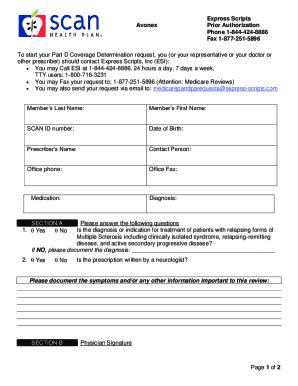 Fillable Online Free Express Scripts Prior Rx Authorization Form