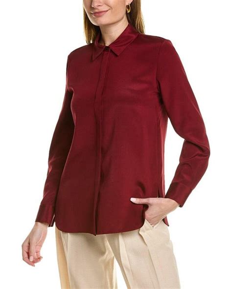 Lafayette 148 New York Ruxton Silk Blend Blouse In Red Lyst