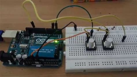 arduino on board led conrolling using 2 push button switches youtube