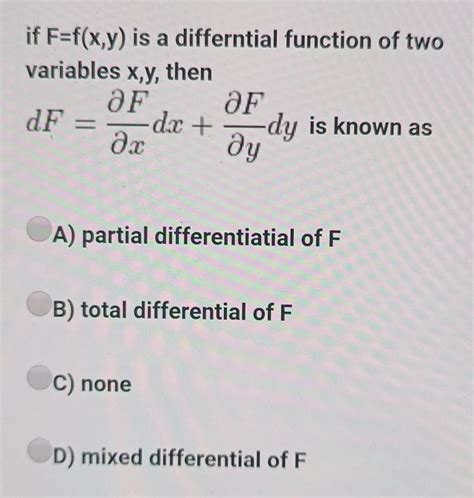 [answered] if f f x y is a differntial function of two variables x y kunduz