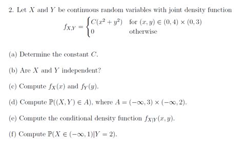 solved let x and y be continuous random variables with joint