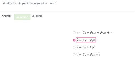 solved identify the simple linear regression model