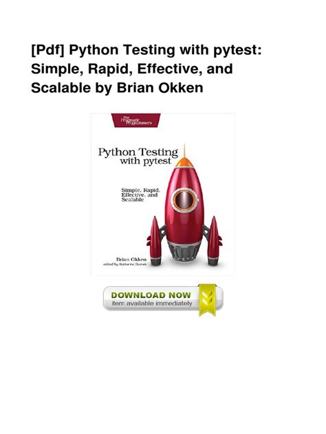 pdf python testing with pytest simple rapid effective and scalable by brian okken pdf