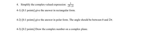 solved 4 simplify the complex valued expression 5−j21 4 1