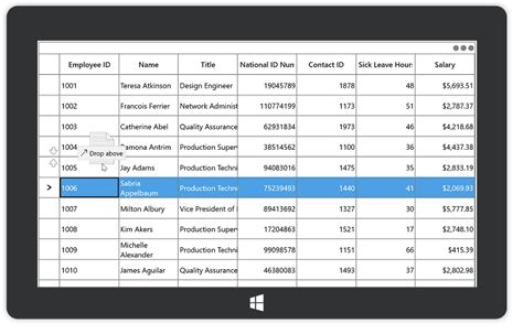 UWP DataGrid Control High Performance DataGrid Syncfusion