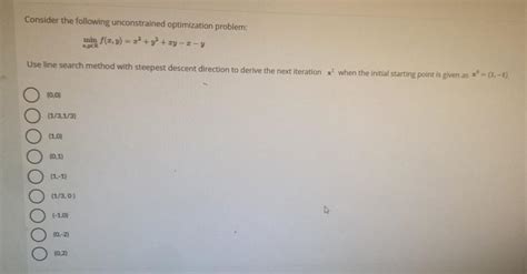 solved consider the following unconstrained optimization