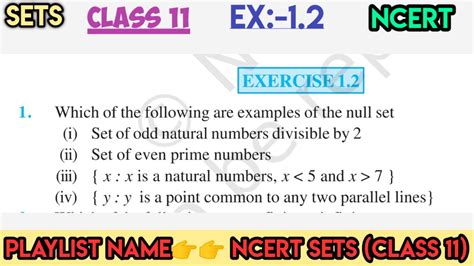 which of the following are example of null set class 11 chapter 1 sets edulover youtube