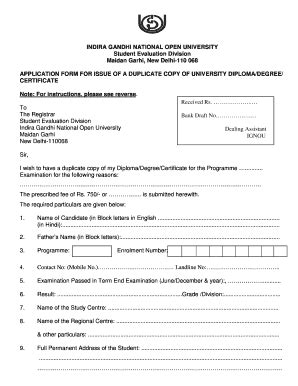 How To Get Duplicate Degree Certificate From Ignou Fill Online