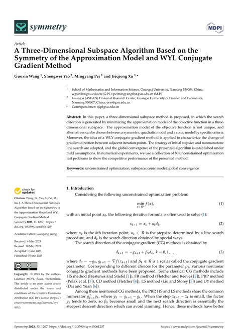 pdf a three dimensional subspace algorithm based on the symmetry of the approximation model