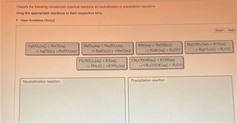 Solved Classify The Following Unbalanced Chemical Reactions Chegg