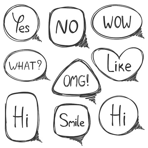 Premium Vector Hand Drawn Collection Of Speech Bubbles With Doodle