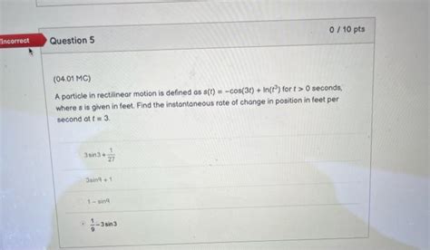 04 01MC A Particle In Rectilinear Motion Is Defined Chegg