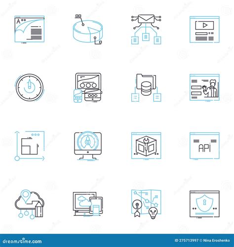 Information Platform Linear Icons Set Data Platform Analytics