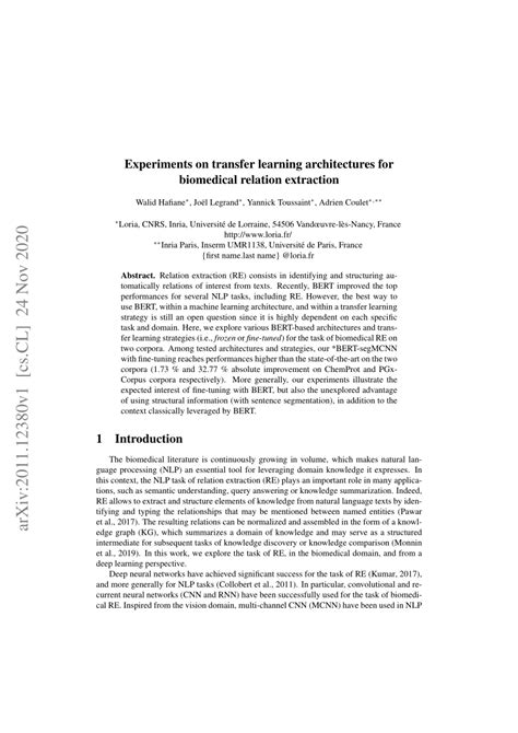 pdf experiments on transfer learning architectures for biomedical relation extraction