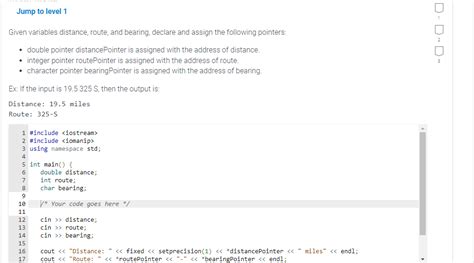 solved jump to level 1 given variables distance route and