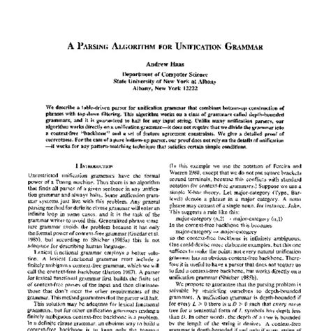 a parsing algorithm for unification grammar acl anthology
