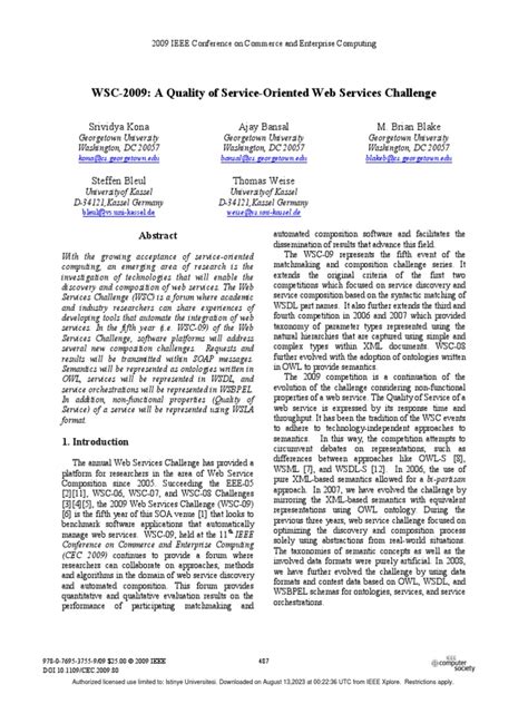 wsc 2009 a quality of service oriented web services challenge pdf web service service