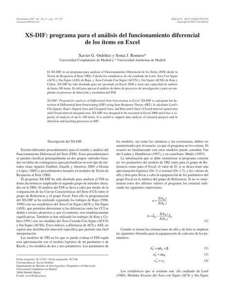 pdf [xs dif program for analysis of differential item functioning in excel]