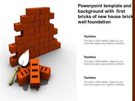 Template And Background With First Bricks Of New House Brick Wall
