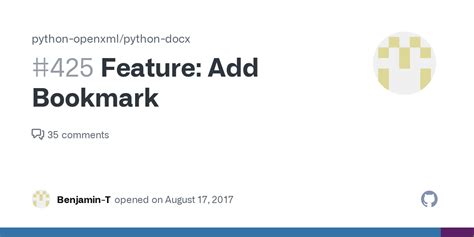 Feature Add Bookmark · Issue 425 · Python Openxmlpython Docx · Github