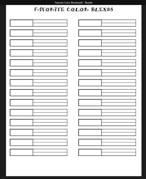 Free Printable Blank Color Swatch Chart