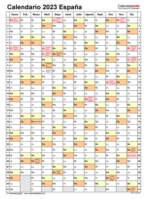 Calendario 2023 Excel Descargar