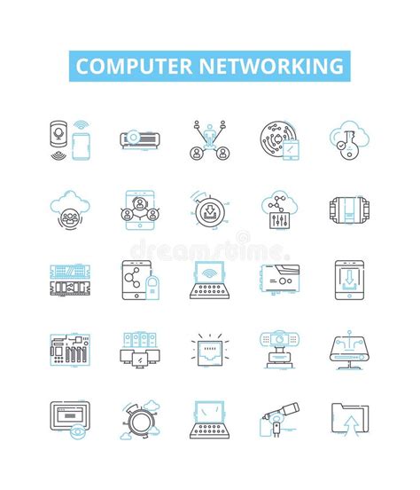Computer Networking Vector Line Icons Set Networking Computer