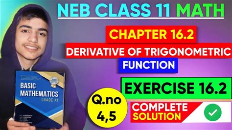 derivative of trigonometric functions class 11 exercise 16 2 q no 4 and 5 basic mathematics