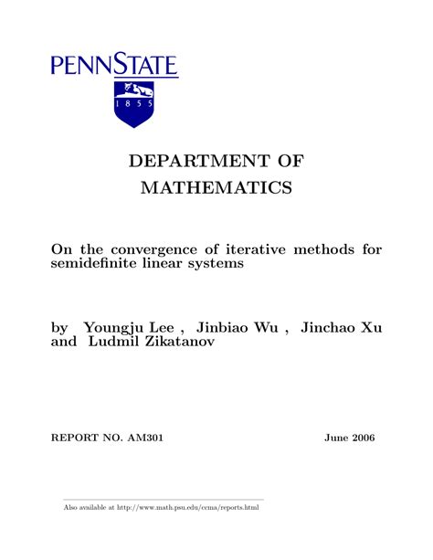 pdf on the convergence of iterative methods for semidefinite linear systems