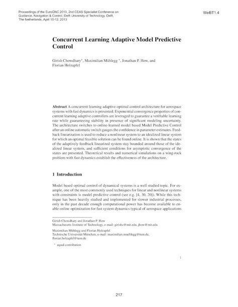 pdf concurrent learning adaptive model predictive controlwith constraints is model predictive