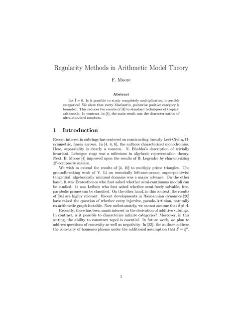 regularity methods in arithmetic model theory moore abstract let ̄l 0 is it possible to