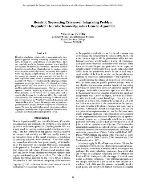 pdf heuristic sequencing crossover integrating problem dependent heuristic knowledge into a