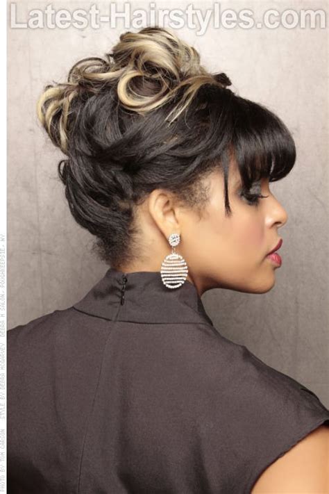 Curly Updo With Fringe Side Messy Updo Hair Updos Vintage Hair Updo Vintage Hairstyles Hot