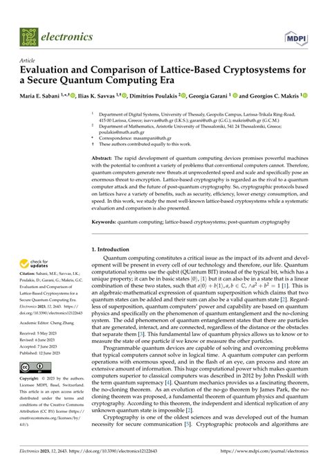 pdf evaluation and comparison of lattice based cryptosystems for a secure quantum computing era