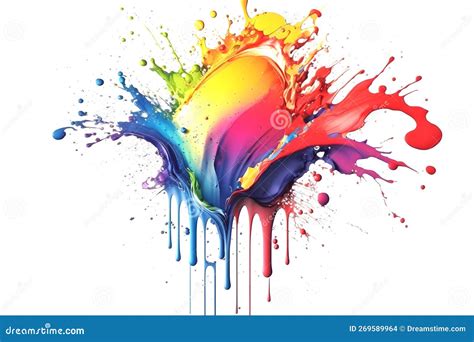 Abstract Paint Color Splatter Isolated On White Background Bunch Of